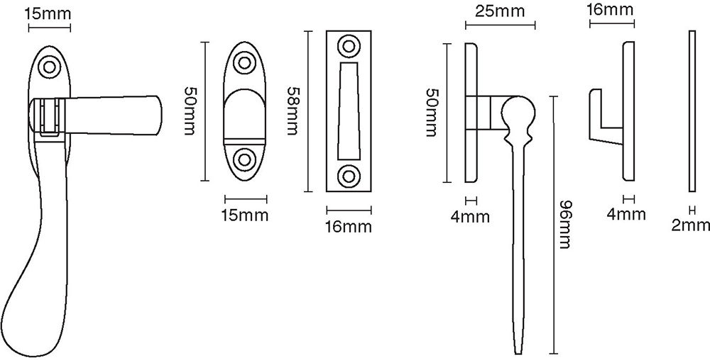 Spoon End Casement Fastener – With Extended Tongue | Croft ...