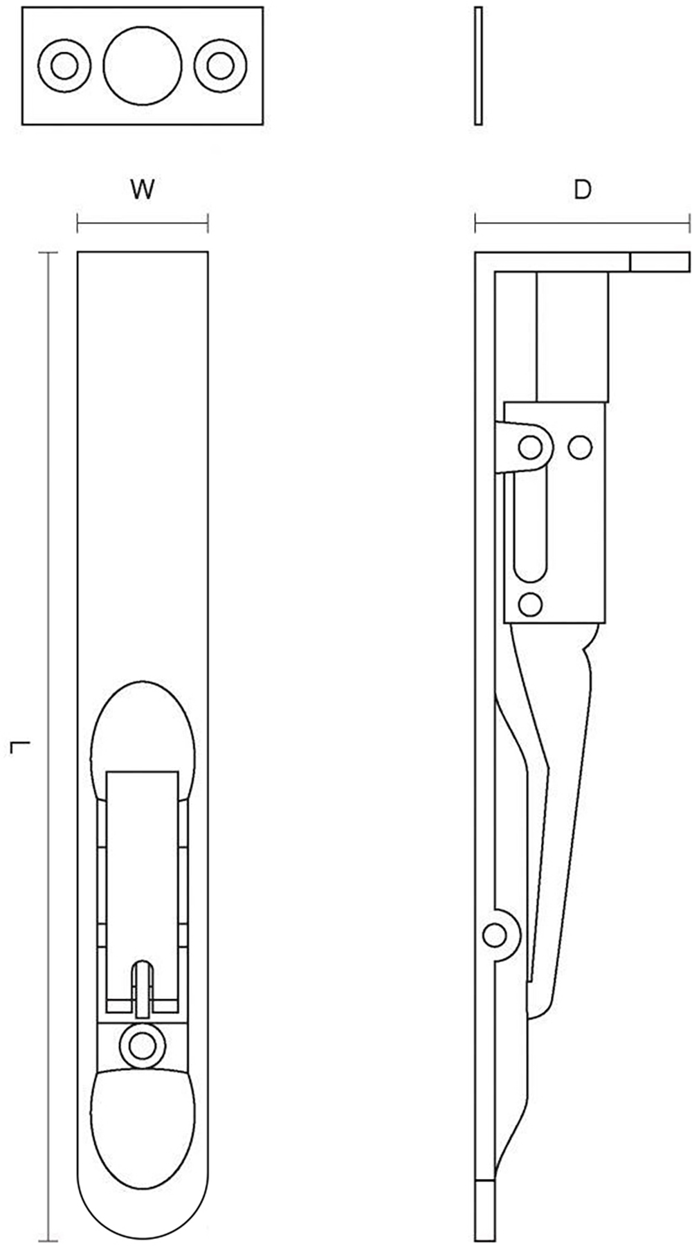 Lever Action Flush Bolt with Radius Corners | Croft Architectural Hardware