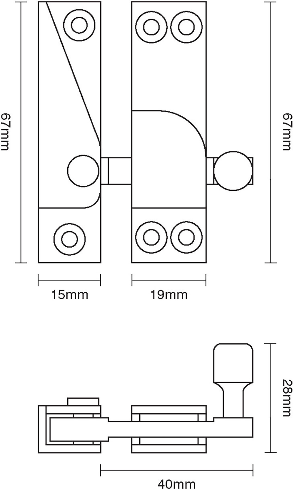 Narrow Style Straight Arm Sash Fastener | Croft Architectural Hardware